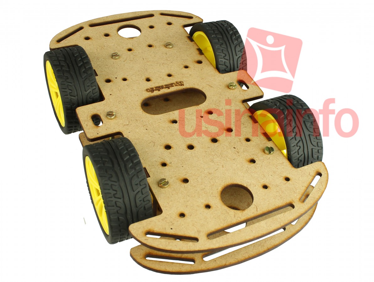 Carrinho Arduino MDF / Carro Robô 4WD 80RPM - Kit Chassi - Usinainfo