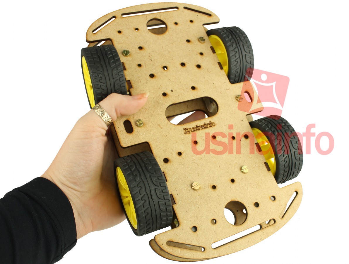 Carrinho Arduino MDF / Carro Robô 4WD 80RPM - Kit Chassi - Usinainfo