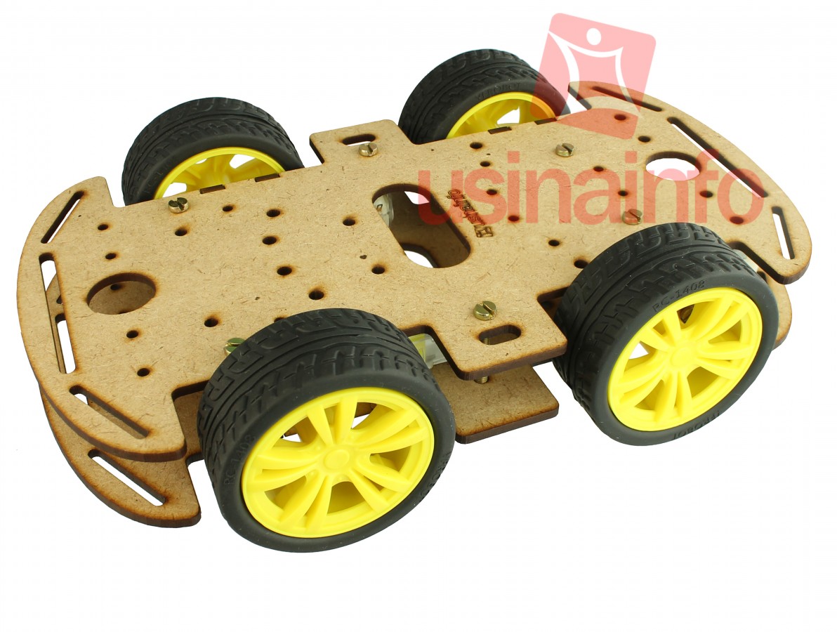 Carrinho Arduino MDF / Carro Robô 4WD 80RPM - Kit Chassi - Usinainfo