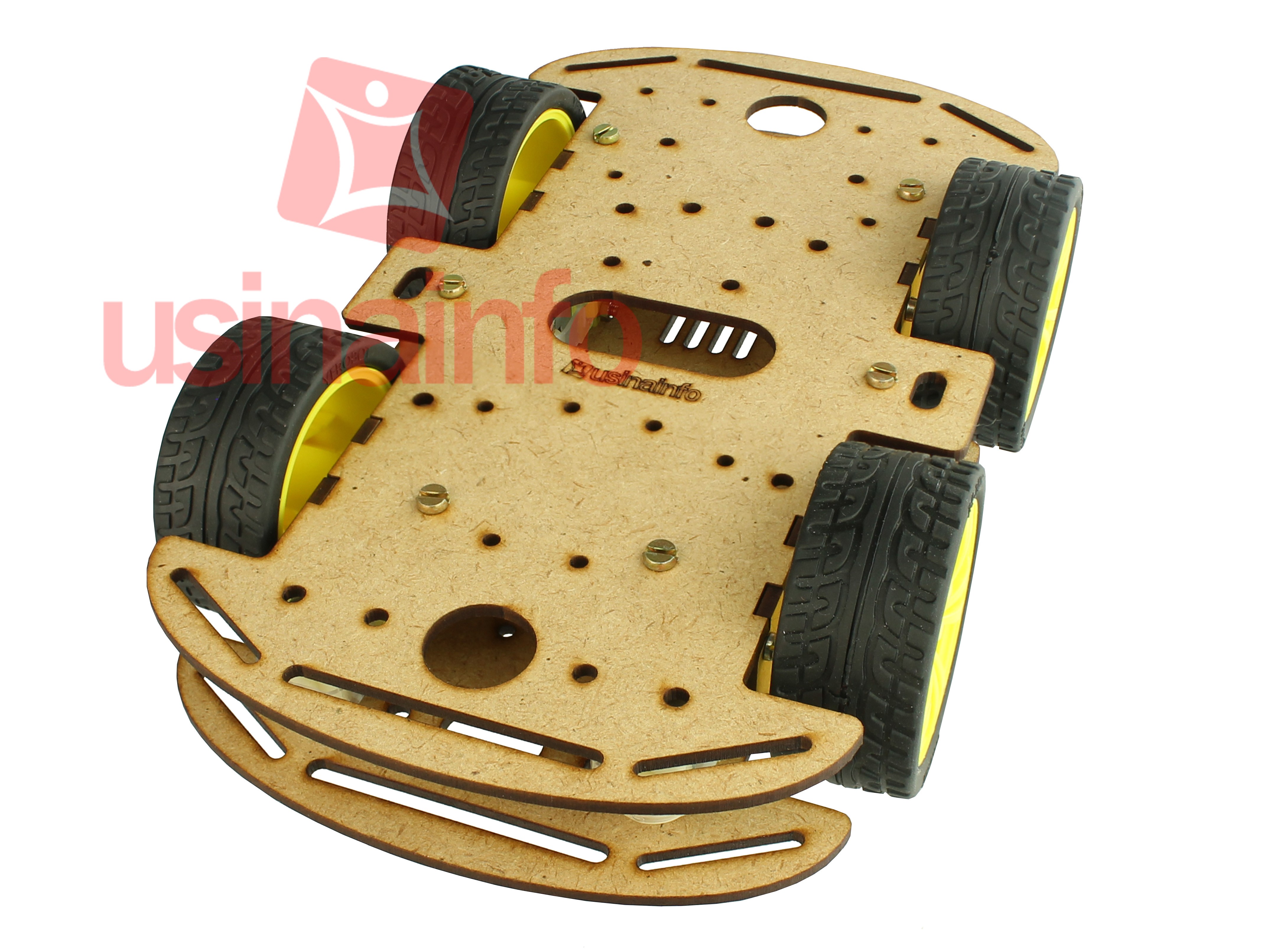 Carrinho Arduino MDF / Carro Robô 4WD 80RPM - Kit Chassi - Usinainfo