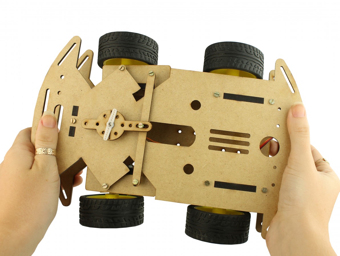 Chassi Carrinho Arduino Mdf Com Eixo Móvel Usinainfo 