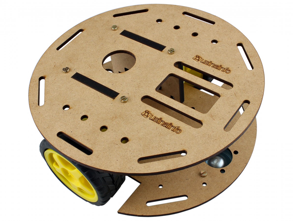 Carrinho Arduino Redondo Carro Robô 2wd 200rpm Mdf 3mm Kit Chassi