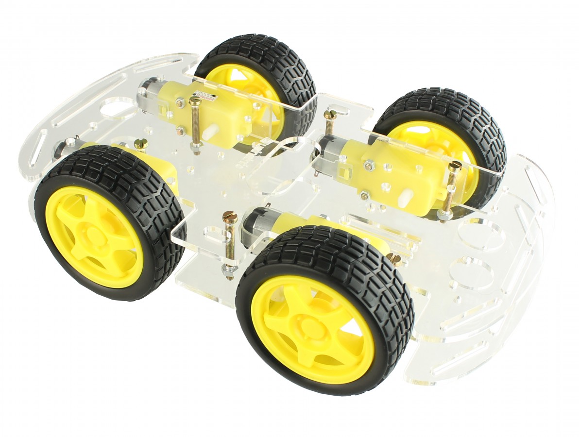 Carrinho Arduino Robô 4WD 200RPM Acrílico 3mm - Kit Chassi - Usinainfo