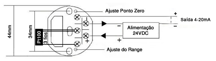 Transmissor de Temperatura Pt100 Conversor -50~200°C com Saída de 4 ...