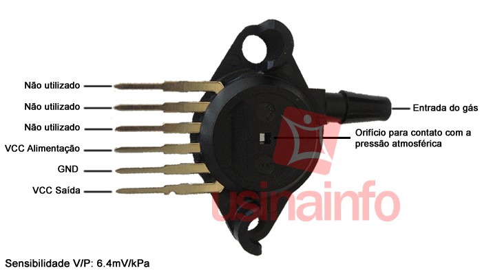 Sensor de Pressão Absoluta mpx5700ap para Arduino 15kPa a 700kPa ...