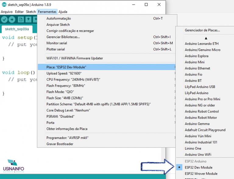 Programar ESP32 com a IDE Arduino - Tutorial Completo - Blog UsinaInfo