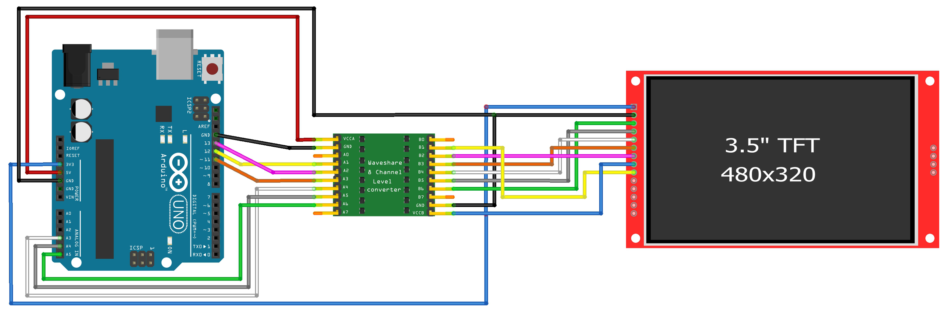 TFT LCD 3.5" SPI Touch Screen com Slot SD - Usinainfo
